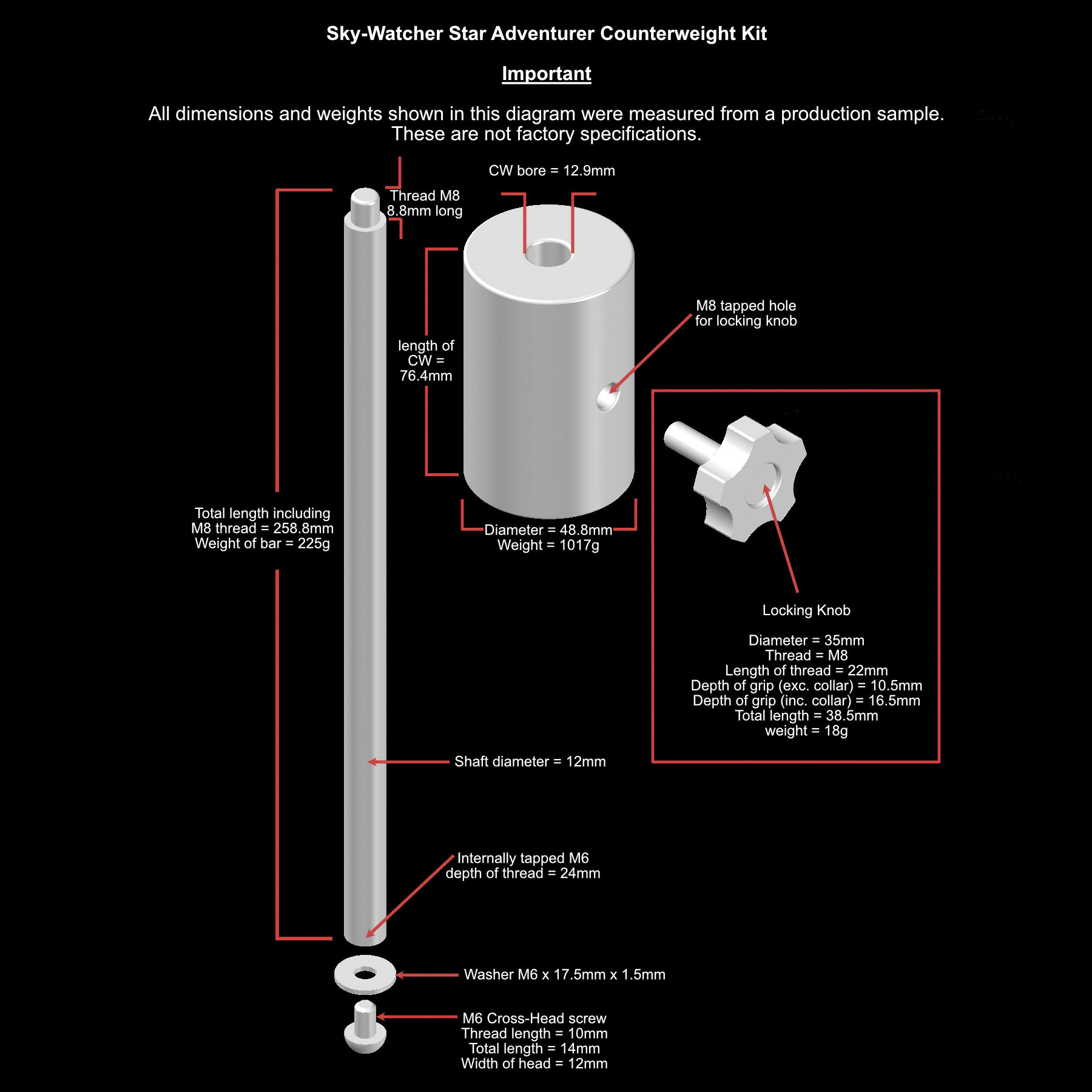 Sky-Watcher Star Adventurer Counterweight Kit | First Light Optics